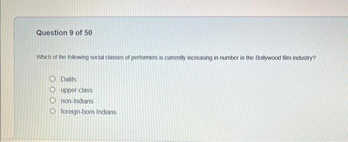 Which of the following social classes of performers | Chegg.com