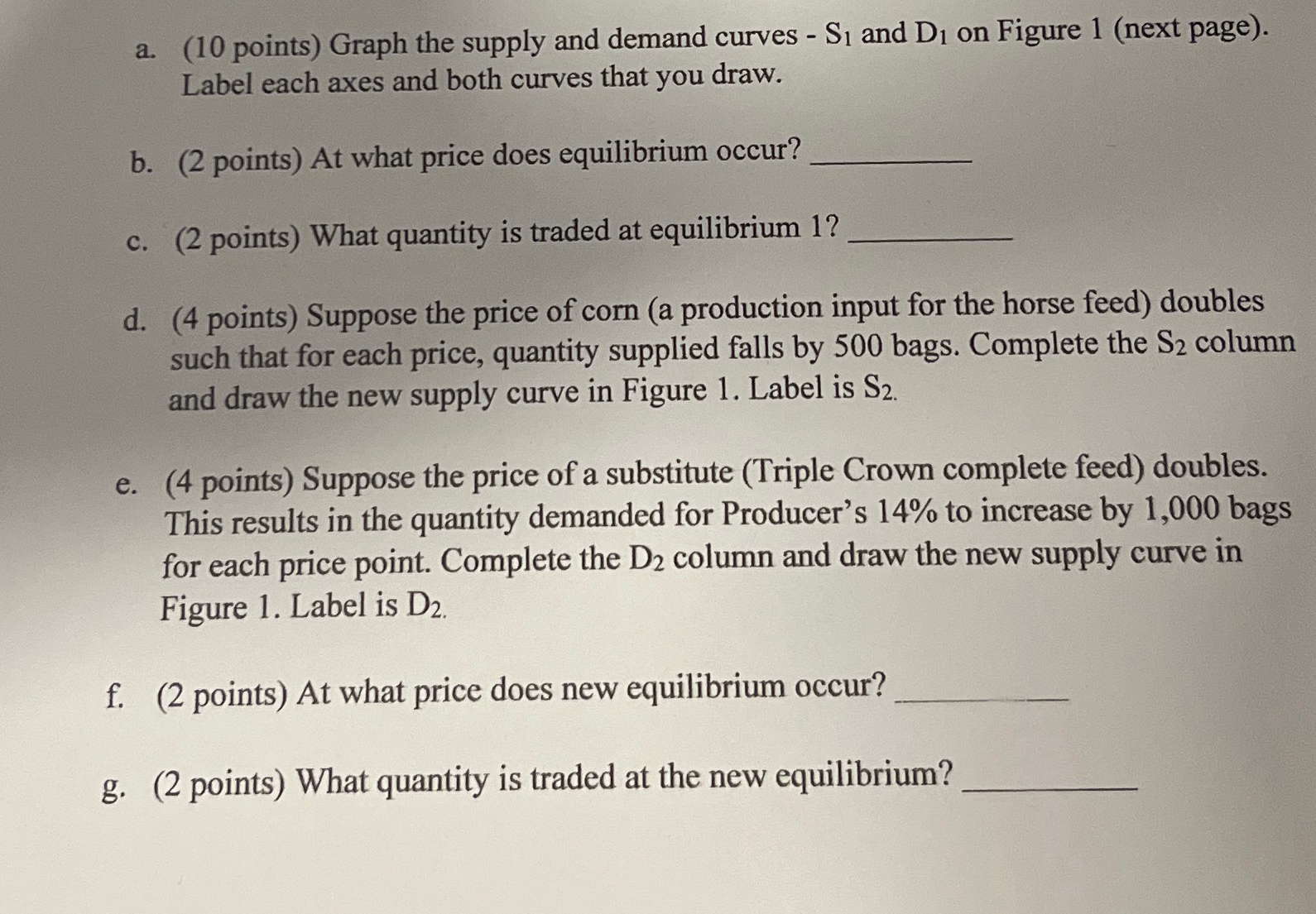 Solved a. (10 ﻿points) ﻿Graph the supply and demand curves | Chegg.com