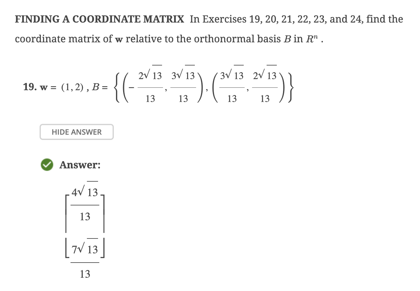 LINEAR ALGEBRAFINDING A COORDINATE MATRIX In | Chegg.com
