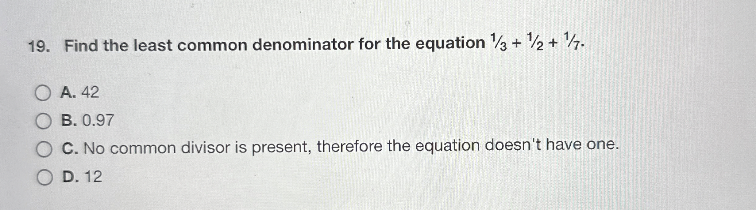 Solved Find the least common denominator for the equation | Chegg.com
