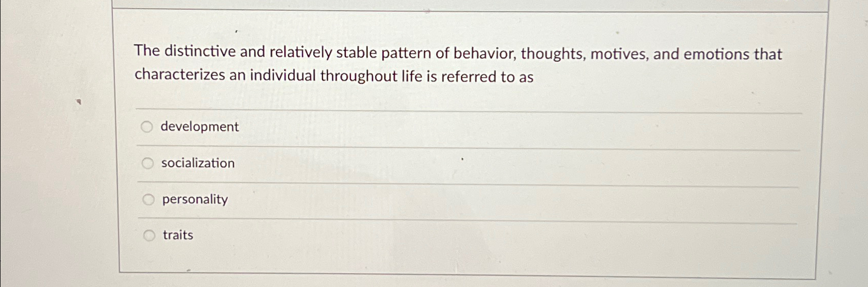 Solved The distinctive and relatively stable pattern of | Chegg.com