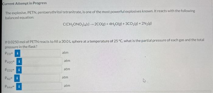 Solved The explosive, PETN. pentaerythritol tetranitrate, is | Chegg.com
