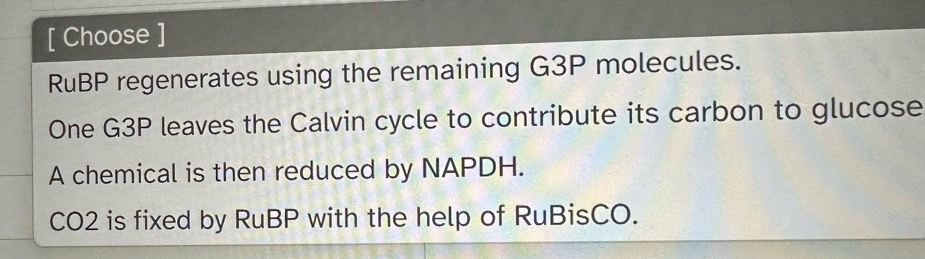 Solved RuBP regenerates using the remaining G3P | Chegg.com