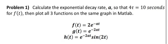 Solved Problem 1) Calculate the exponential decay rate, a, | Chegg.com