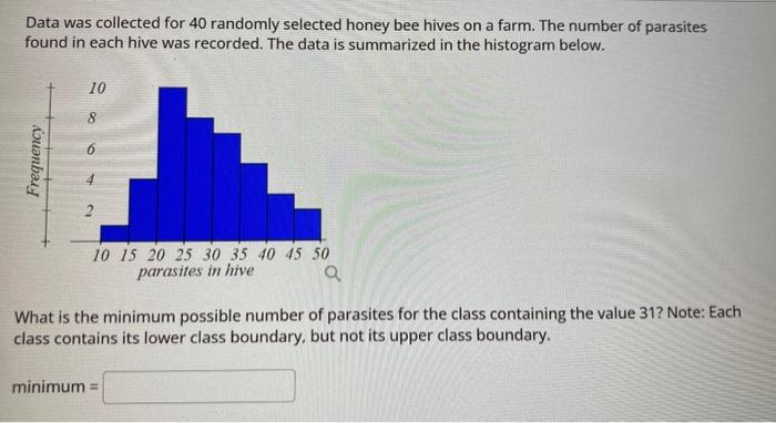 Solved Data was collected for 40 randomly selected honey bee | Chegg.com