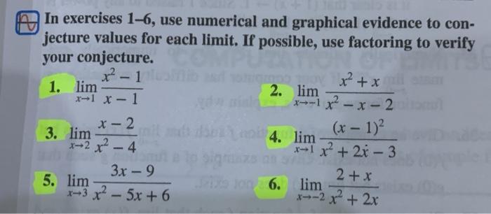 Solved x + x In exercises 1-6, use numerical and graphical | Chegg.com
