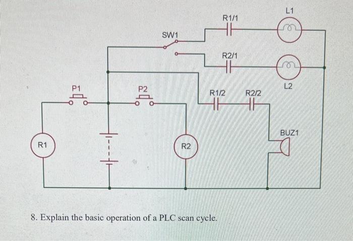 Solved L1 R1/1 SW1 R2/1 카 PA P2. L2 R1/2 R2/2 ) 카 BUZ1 쪼 R1 | Chegg.com