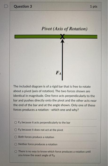 Solved Question 1 1 pts Pivot (Axis of Rotation) F The | Chegg.com