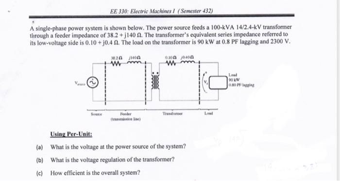 Solved A single-phase power system is shown below. The power | Chegg.com