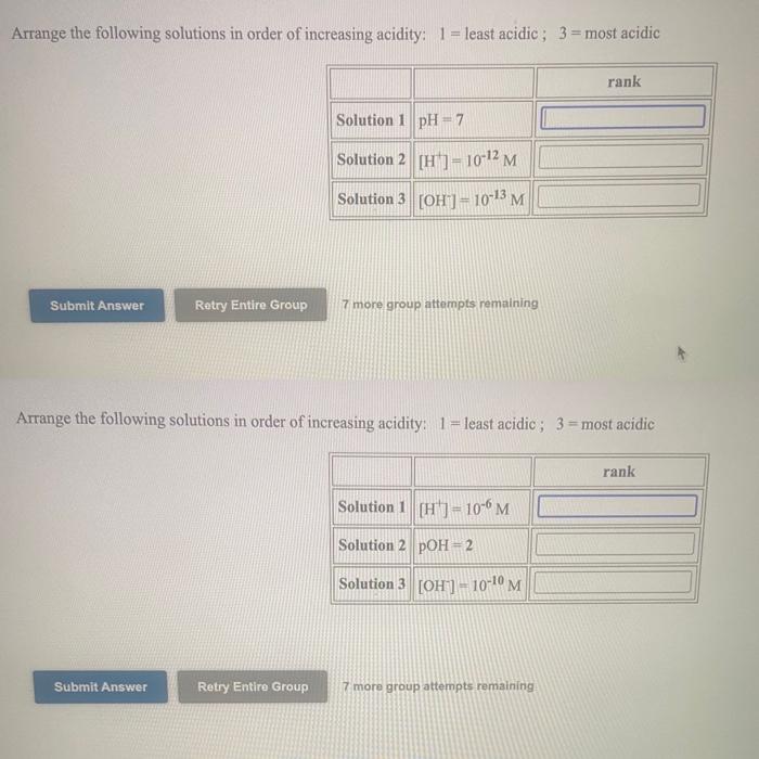 Solved Arrange the following solutions in order of | Chegg.com