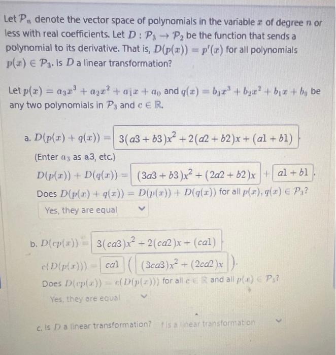 Solved Let Pn Denote The Vector Space Of Polynomials In The 