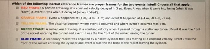 Solved Which of the following inertial reference frames are | Chegg.com