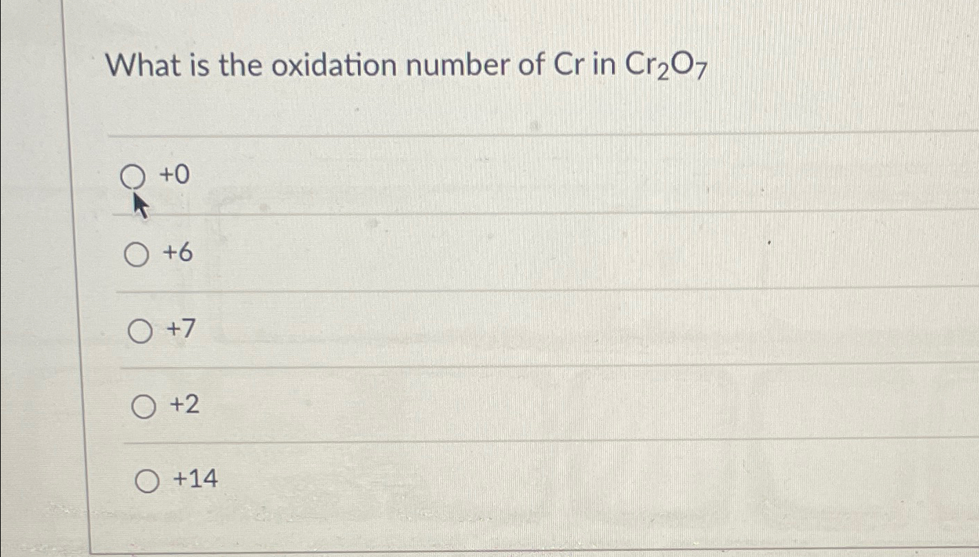 Solved What is the oxidation number of Cr ﻿in | Chegg.com