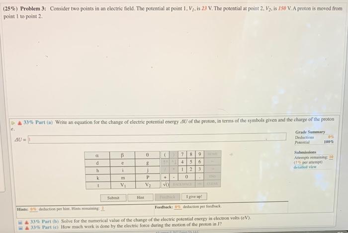 Solved (25\%) Problem 3: Consider two points in an electric | Chegg.com