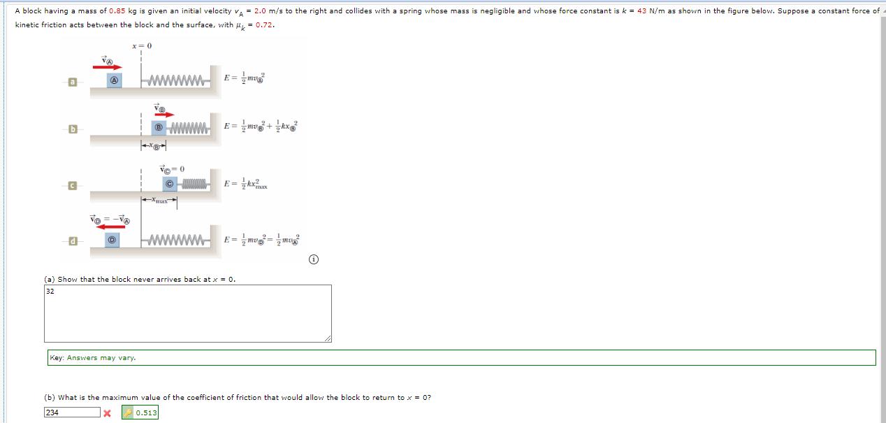 Solved kinetic friction acts between the block and the | Chegg.com
