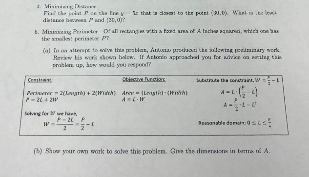 Solved Minimizing DistanceFind the point P ﻿on the line y=5x | Chegg.com