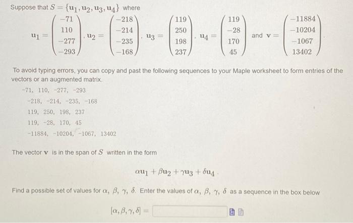 Solved Suppose that S={u1,u2,u3,u4} where | Chegg.com