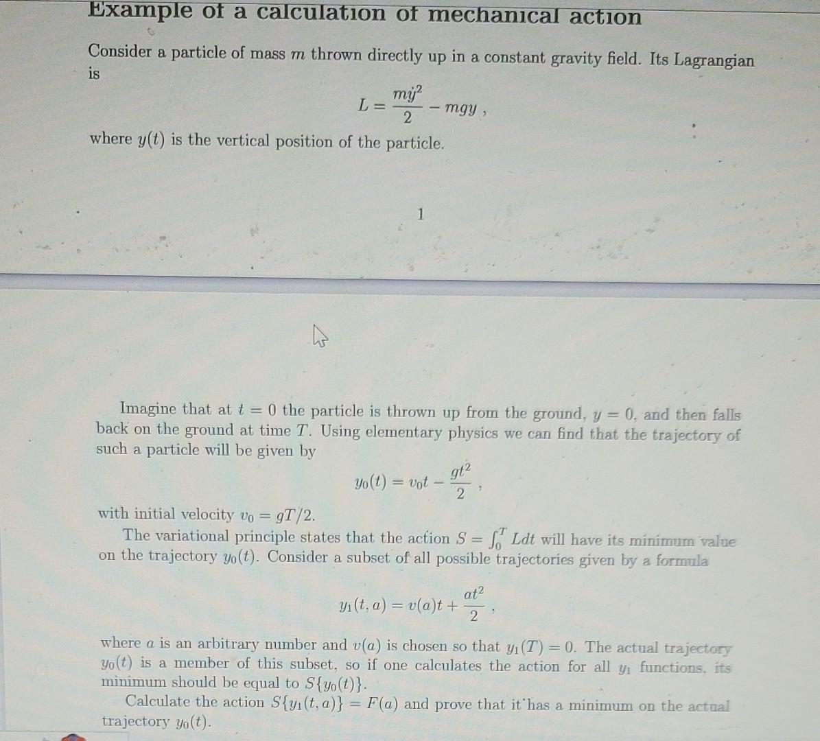 Solved Example of a calculation of mechanical action | Chegg.com