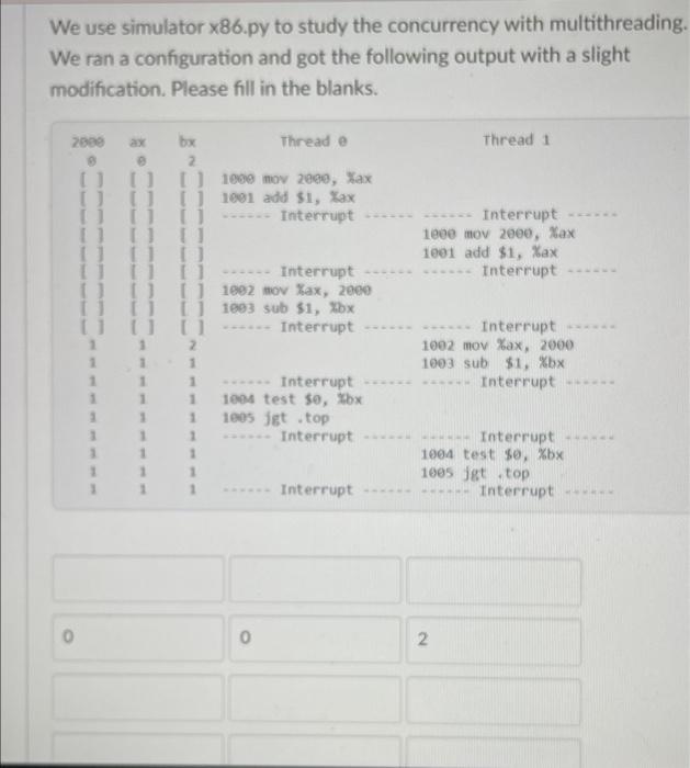 Solved We use simulator xa6 py to study the concurrency with | Chegg.com