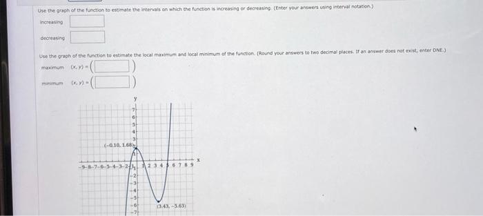 Solved Use the graph of the function to estimate the | Chegg.com