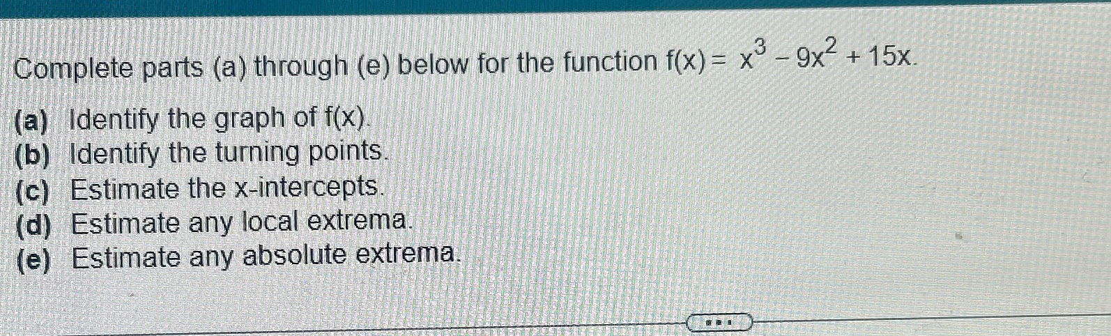 Solved Complete parts (a) ﻿through (e) ﻿below for the | Chegg.com