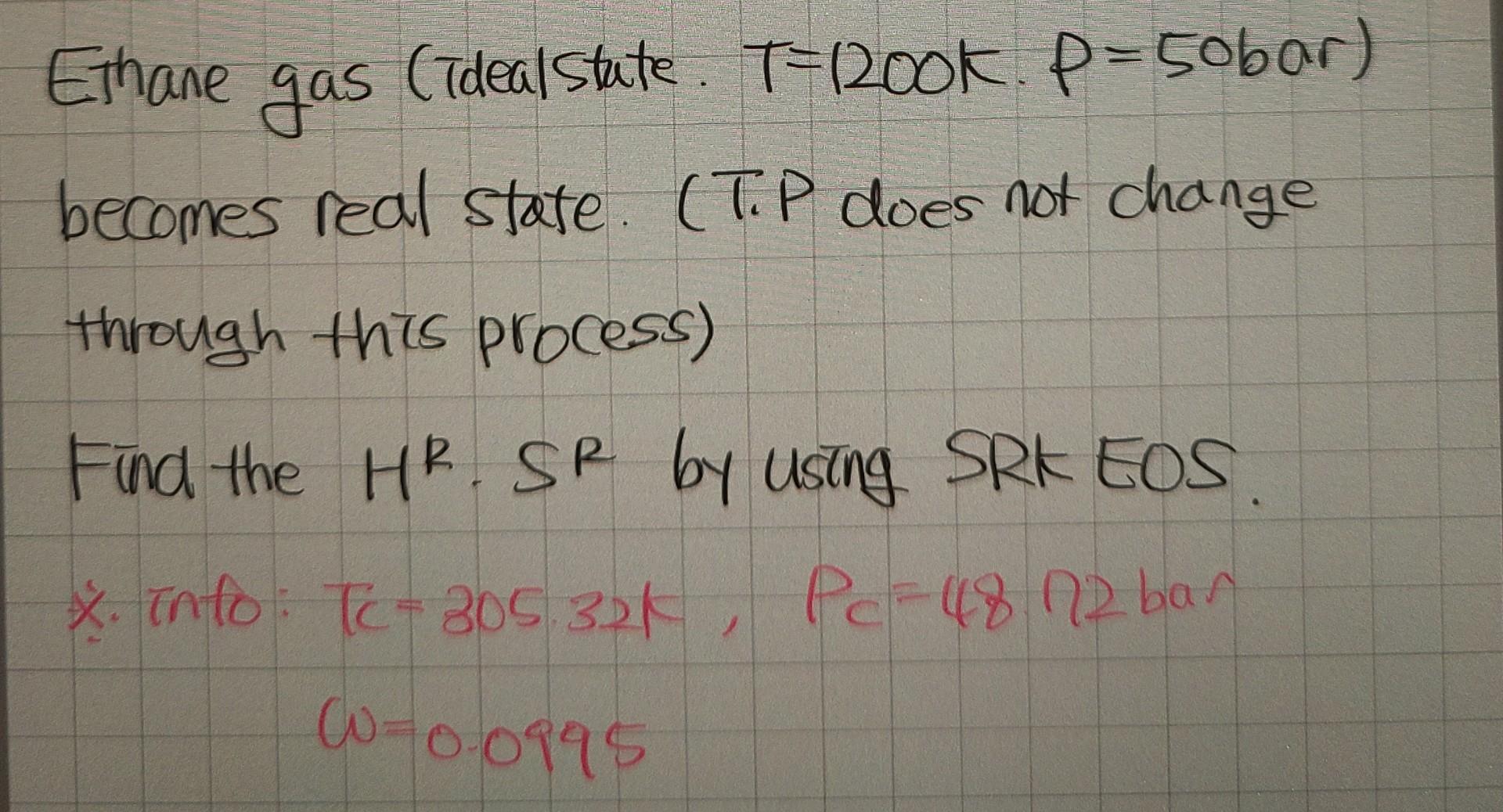 Solved Ethane gas (Ideal State T-1200k. P=50bar) becomes | Chegg.com