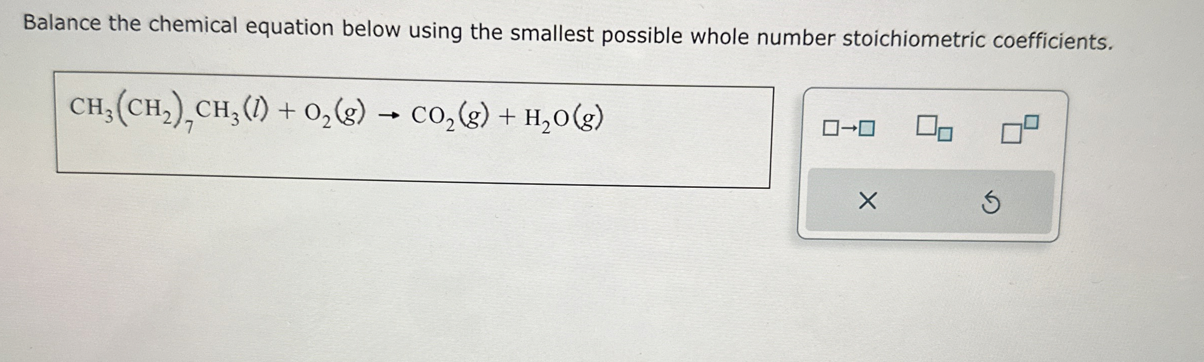 Solved Balance the chemical equation below using the | Chegg.com