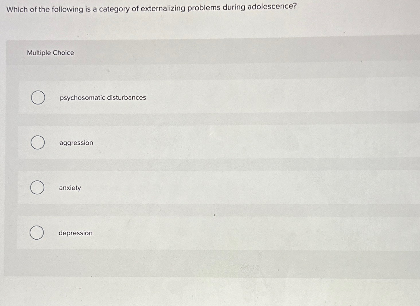 Solved Which of the following is a category of externalizing | Chegg.com