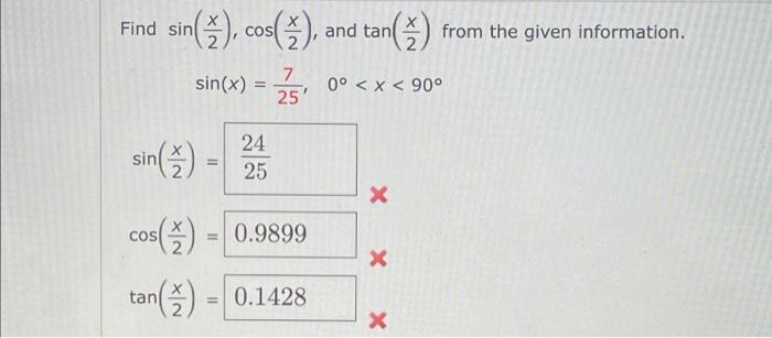 Solved Find sin sin(7), cos(+), and tan(7) () from the given | Chegg.com