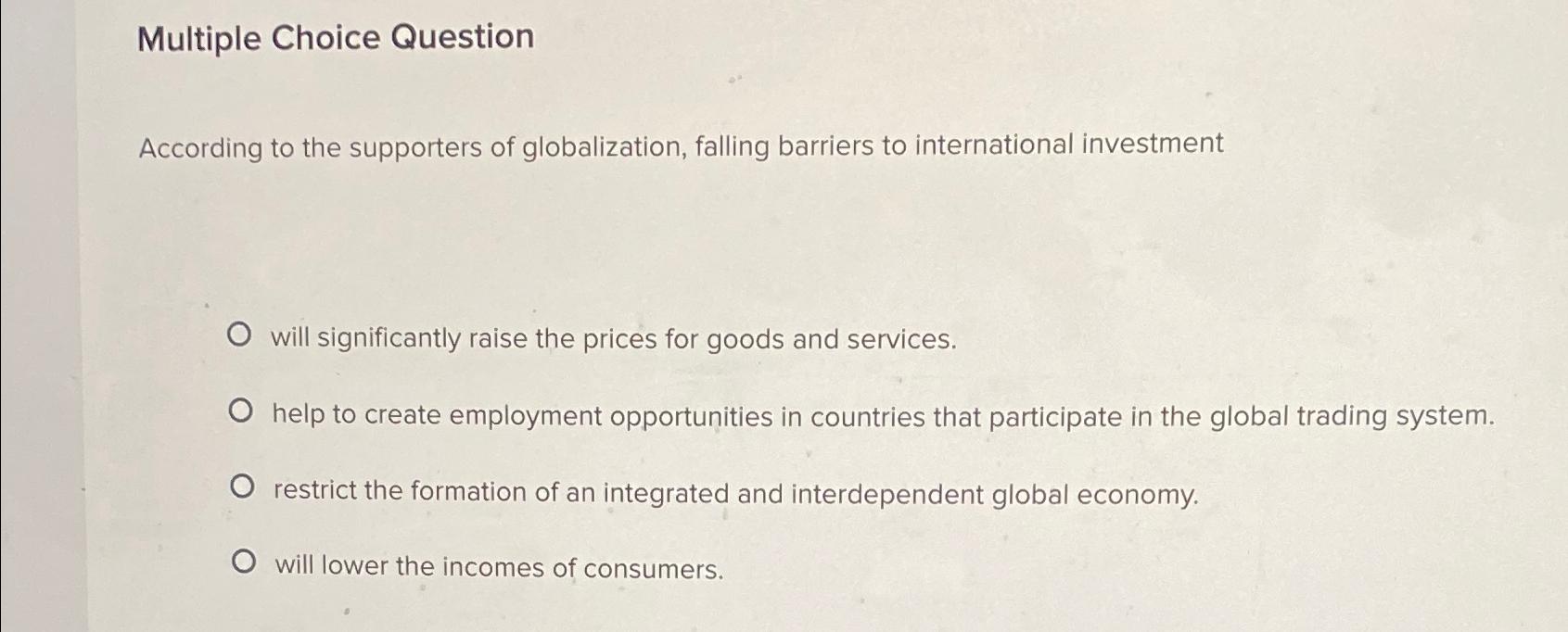 Solved Multiple Choice QuestionAccording to the supporters | Chegg.com