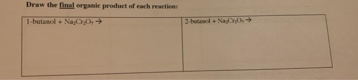 Solved Draw the organic product from each reaction. | Chegg.com