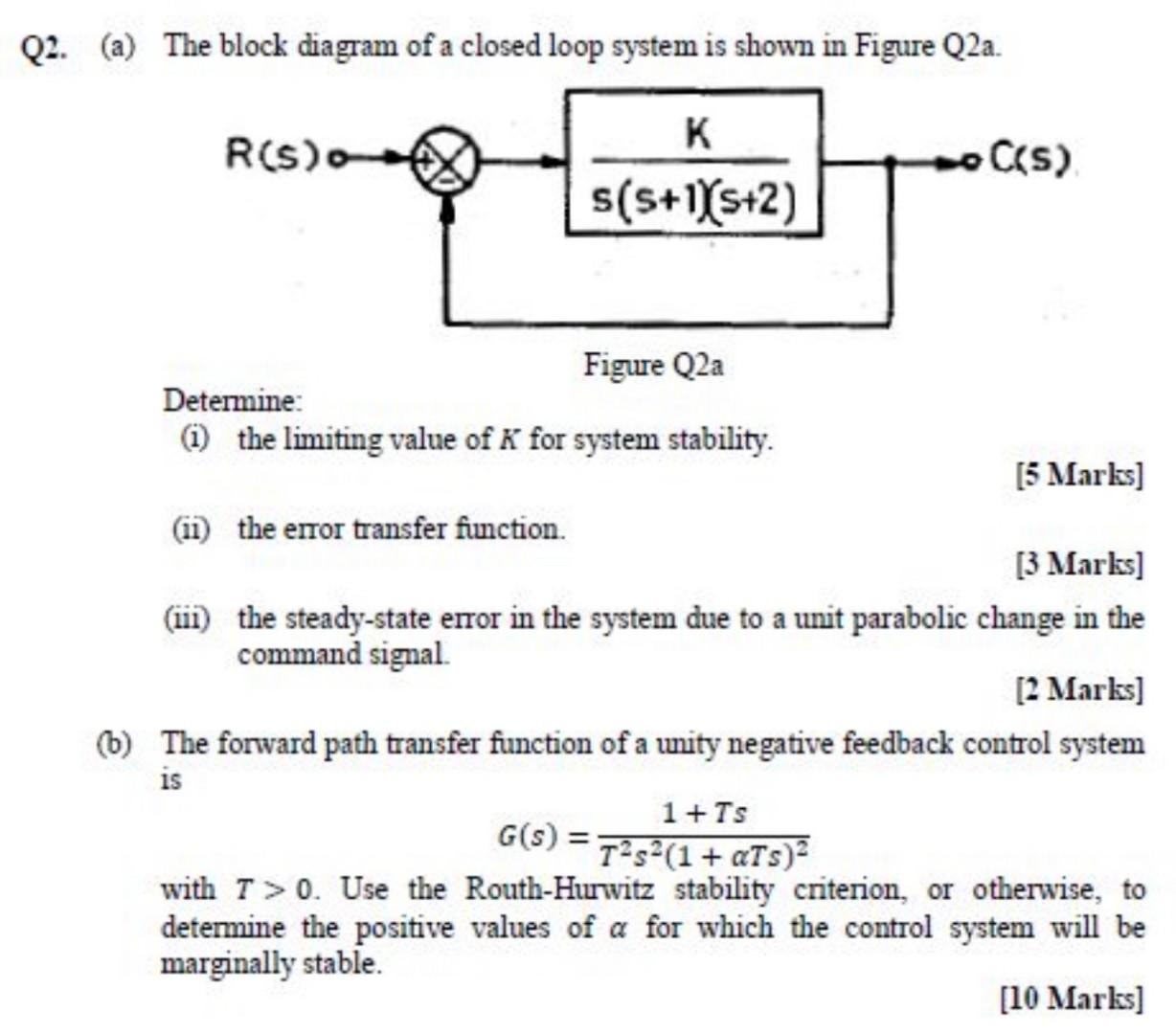 Solved (a) The block diagram of a closed loop system is | Chegg.com