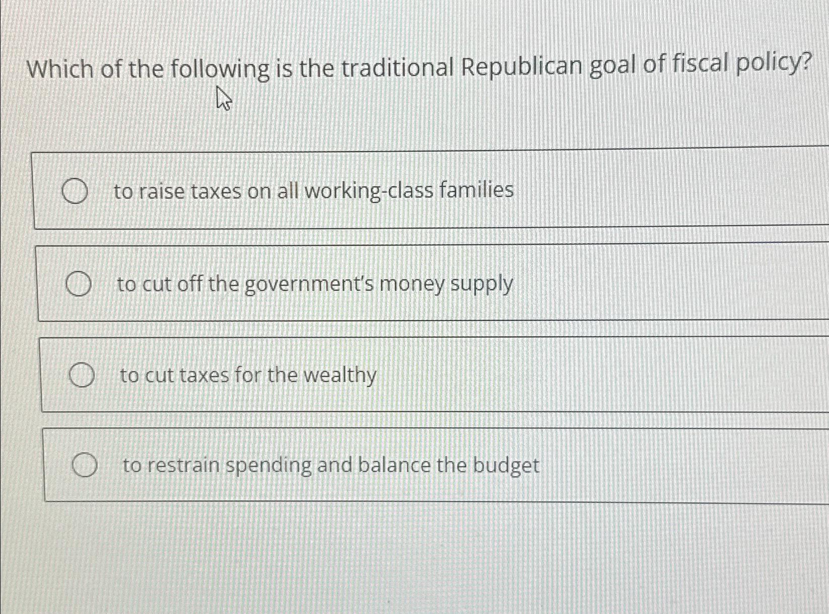 Solved Which of the following is the traditional Republican | Chegg.com