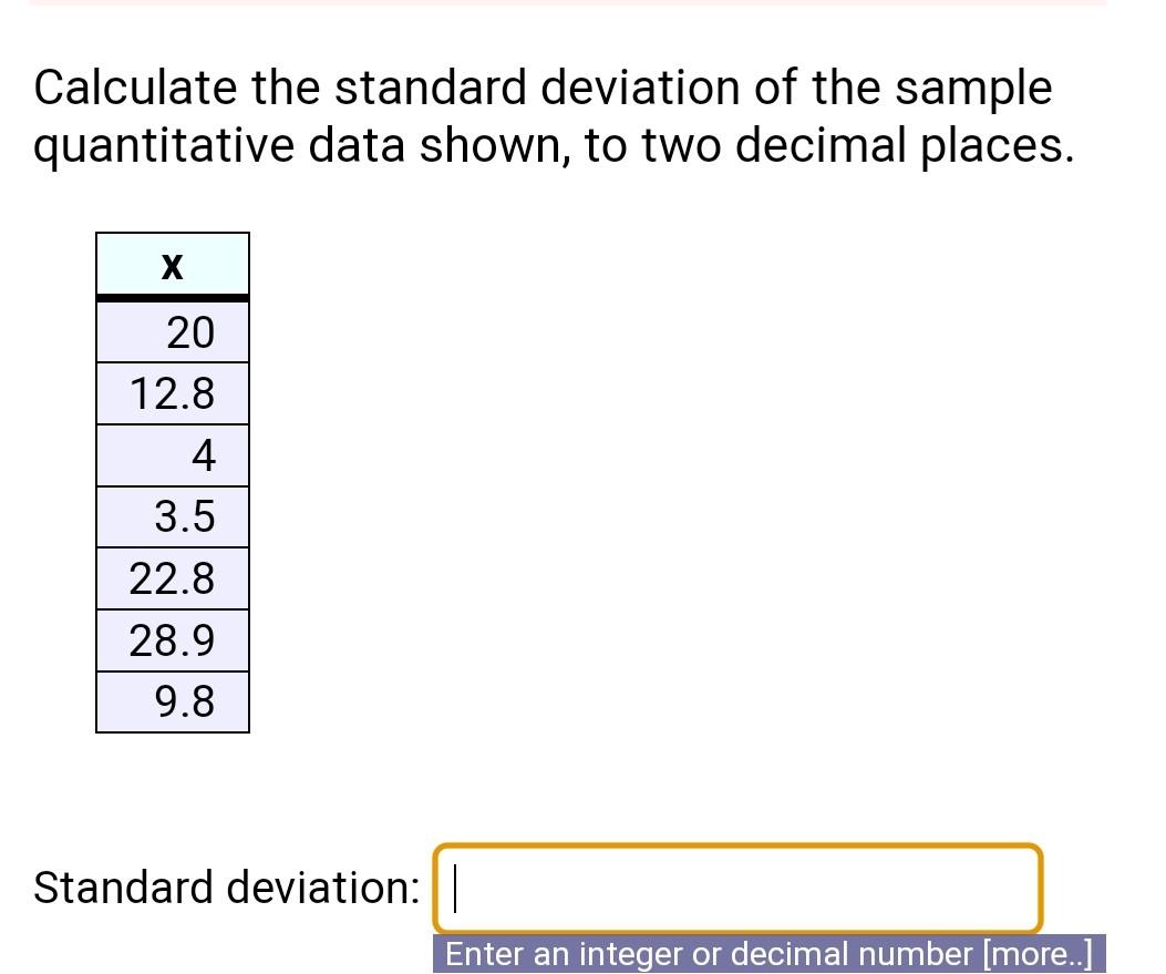 Solved lere is a sample data set. ind the first quartile for | Chegg.com