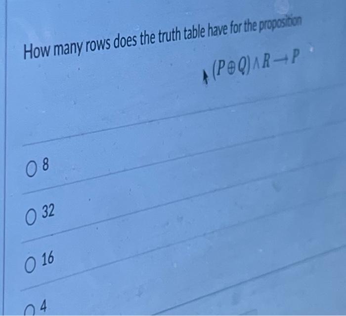 Solved How many rows does the truth table have for the | Chegg.com