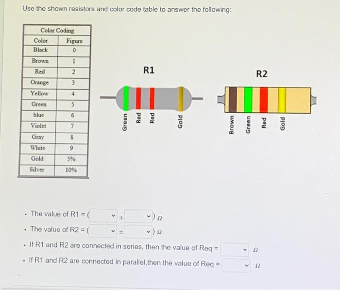 Solved Use the shown resistors and color code table to | Chegg.com