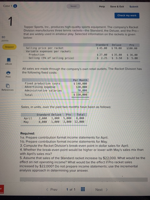 Solved Case 1 Saved Help Save & Exit Submit Check my work 1 | Chegg.com