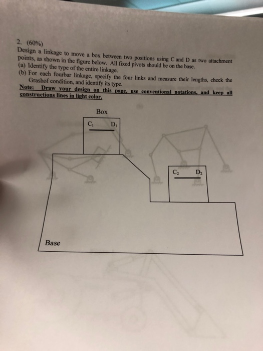 2. (60%) Design a linkage to move a box between two | Chegg.com