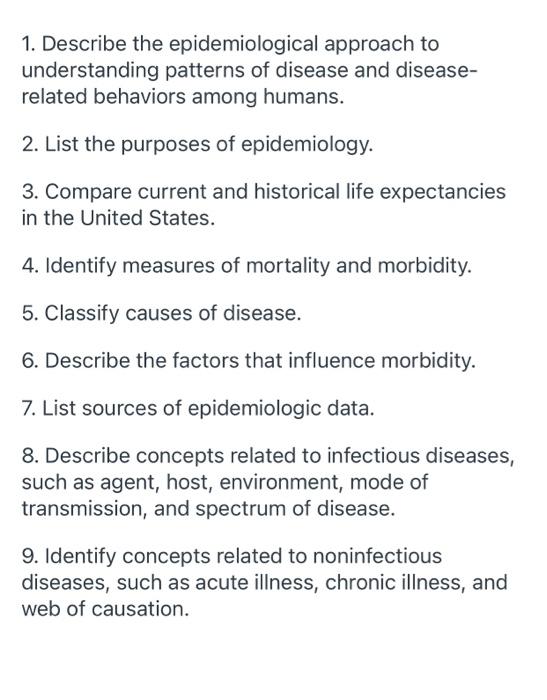 Solved 1. Describe the epidemiological approach to | Chegg.com