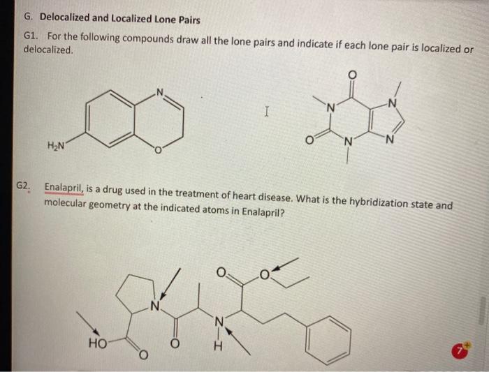 Solved G. Delocalized and Localized Lone Pairs G1. For the | Chegg.com
