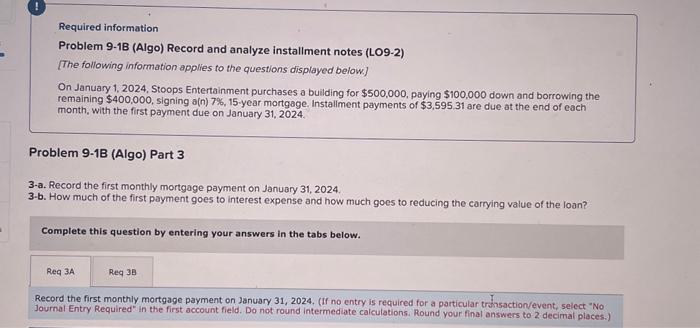 Solved Required information Problem 9-1B (Algo) Record and | Chegg.com