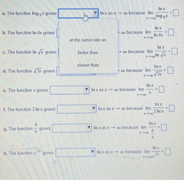 Solved Determine if the following functions grow faster, | Chegg.com