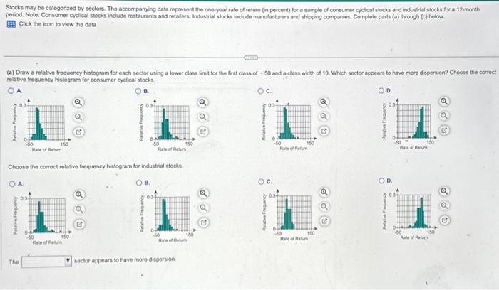 Solved Stocks may be categorized by sectors. The | Chegg.com