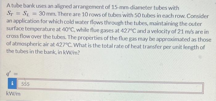 Solved A tube bank uses an aligned arrangement of | Chegg.com
