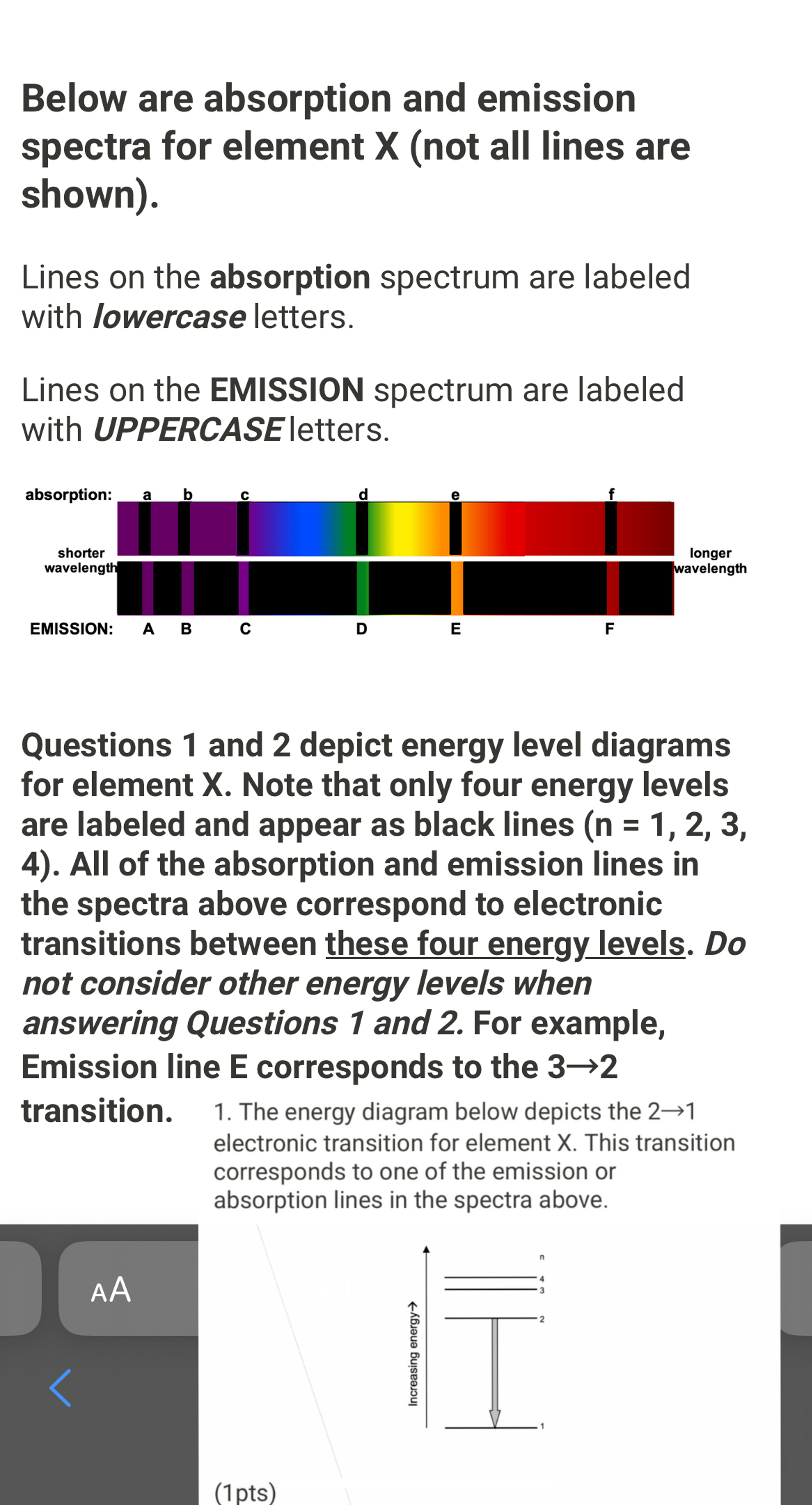 Solved Identify the line spectrum above. (the energy diagram | Chegg.com