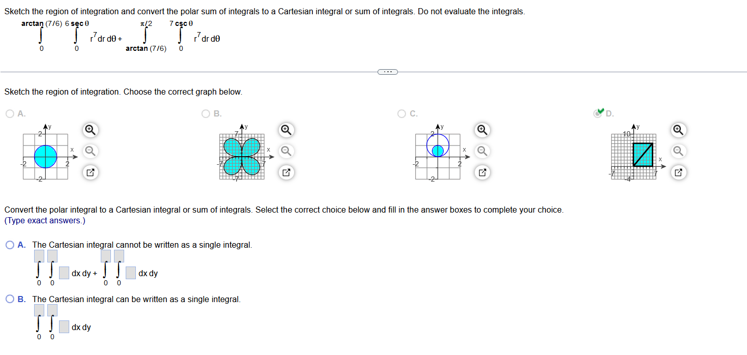 Solved Sketch the region of integration and convert the | Chegg.com