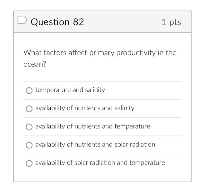 Solved Question 82 1pts What factors affect primary | Chegg.com