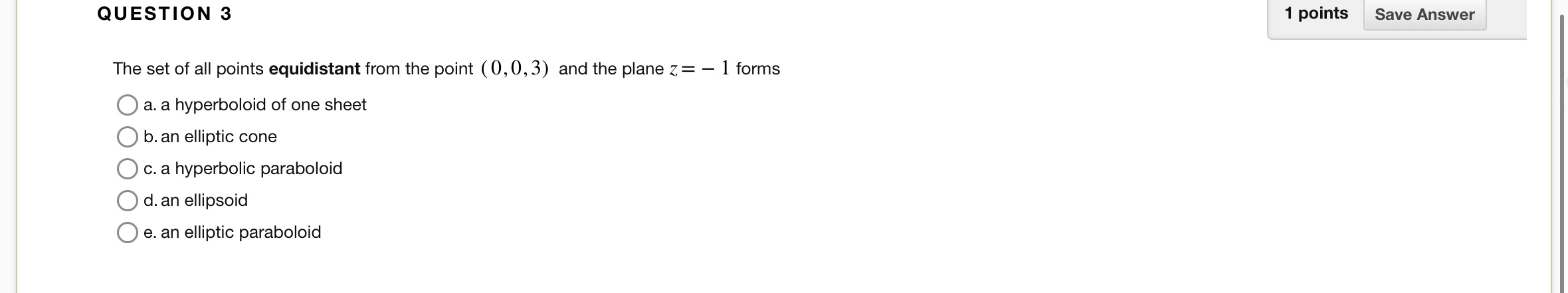 Solved QUESTION 31 ﻿pointsThe set of all points equidistant | Chegg.com