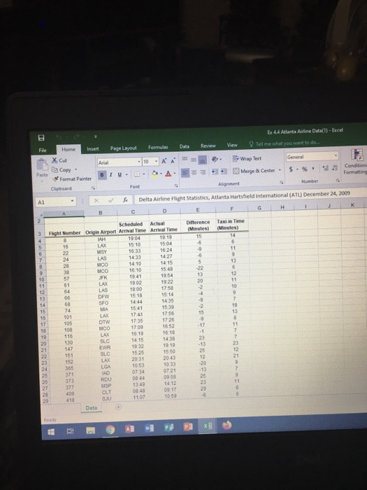 Solved The Excel file Atlanta Airline Data xlsx provides | Chegg.com