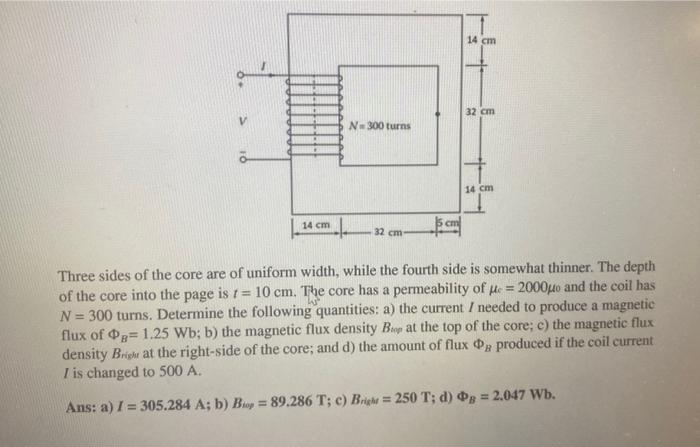 Solved Three sides of the core are of uniform width, while | Chegg.com